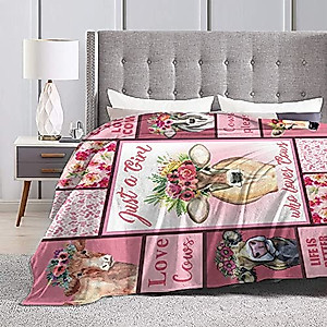 Blanket Cow Print Throw Soft Warmth Flannel Lightweight Cozy Baby Blankets Pink and Flowers Cow Throw Blanket Cow Bedding Decor for Sofa Couch Chair Bedroom60 X50