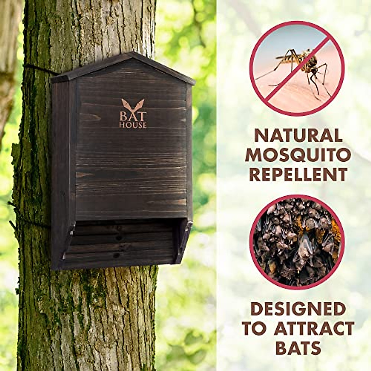 The Ultimate Wooden Bat House for Outdoors - A Large Double Chamber Box Perfectly Designed to Attract Bats - Durable and Easy to Hang