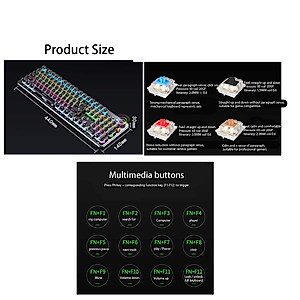 ARCH Mechanical Gaming Keyboard and Mouse Combo 104 Keys Keyboard Computer Ergonomic Programmable Mouse for PC Gamer Computer Laptop (Color : Silver White-Green Shaft)