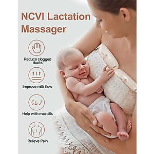 NCVI Warming Lactation Massager, 2-in-1 Breast Massager for Breastfeeding, Lactation Massager for Clogged Ducts, Engorgement, Heat & Vibration for Improved Milk Flow, Nursing Essentials 2 Pack