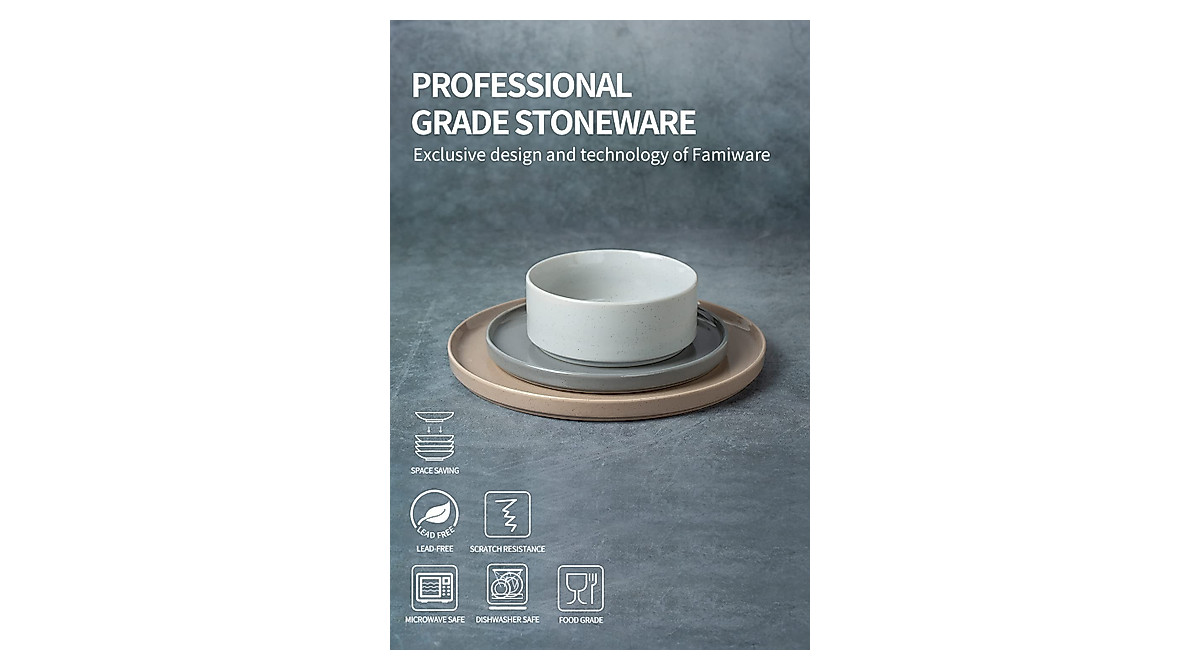 Famiware Nebula Plates and Bowls Set, 12 Pieces Dinnerware Sets, Dishes ...