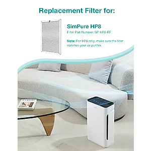SimPure HP8 Original HEPA Replacement Filter Compatible with SimPure HP8 Air Purifier, SP-HP8-RF (NOT for Other SimPure Air Purifiers)