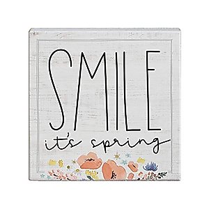 Simply Said, INC Small Talk Squares, Smile! It's Spring- Rustic Wooden Sign 5.25 x 5.25 in STS1595