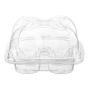 Plastic Cupcake Containers Boxes | 4 Compartment – 50 Pack | Disposable High Dome Cupcake Holder With Lid Bulk | Extra Sturdy And Stackable Cupcake Boxes | Durable Muffin Packaging Transporter To Go