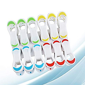 DOITOOL Clothespins, 12pcs Windproof Plastic Clothespins Anti- Slip Clothes Pins Laundry Clips for Socks Blanket Underwear (Mixed Colors)