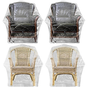 Abbylike 4 Pcs Large Plastic Clear Patio Furniture Chair Cover Outdoor 34 x 42 x 65 Inch Waterproof Dust Proof Swivel Lounge Chair Patio Rocking Chair Protectors Cover for Moving Storage