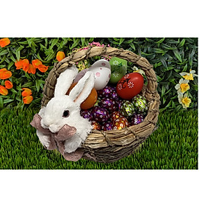 AXI Easter Bunny Basket for Kids, Eggs Hunt Basket, for Boy and Girl, Made of Natural Wood, Easter Decorations Party Supplies