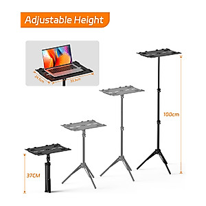 FUDONI Projector Stand Tripod from 14.5'' to 39.4'', Laptop Tripod Stand Height Adjustable for Home Cinema, Office
