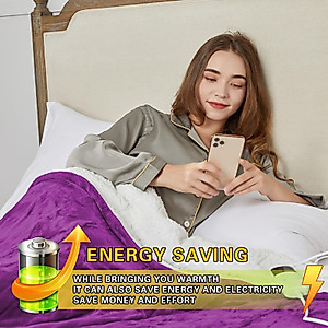 BOMOVA Heated Electric Blanket Full Size, 72" x 84" Heating Blanket with 10 Heating Levels & 8 Hours Auto Off, Super Cozy Soft Sherpa Blanket with Fast Heating Overheating Protection, Machine Washable