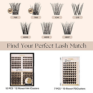 LASHVIEW DIY Cluster Eyelash Extensions Reusable Individual Lashes Super Thin Band & Soft (D17-D)