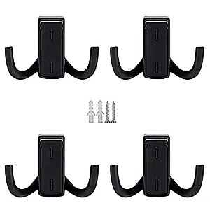 Wall Mounted Coat Hooks 4 Pcs Heavy Duty Black Hardware Robe Hooks Decorative for Single Hanging Coats Towel Cubicle Classroom Kitchen Bath Backpack Hat Hook.(4, Black)