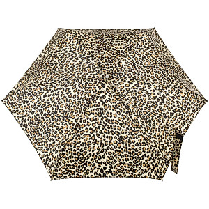 totes Compact Water-Resistant Travel Foldable Umbrella, One Size, Leopard Spot