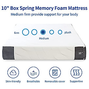Opoiar King Mattress, 10 Inch Memory Foam Hybrid Spring Mattress in a Box King Size, Medium Firm Cooling Gel Infused Innerspring Mattress Made in USA,Pressure Relieving, Breathable Cover,CertiPUR-US