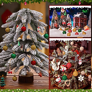 36 Pieces Christmas Mini Glitter Glass Resin Ornaments Set Small Resin Xmas Hanging Ornaments Miniature Balls Tree Ornaments for Christmas Tree Ornaments Decoration (Gold, Red, Green)