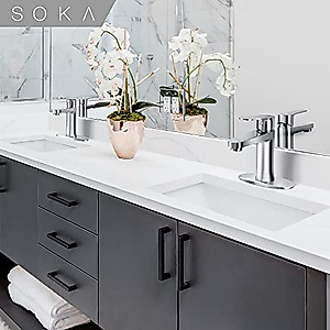 SOKA Bathroom Sink Faucet, Straight Head, Brushed Nickel