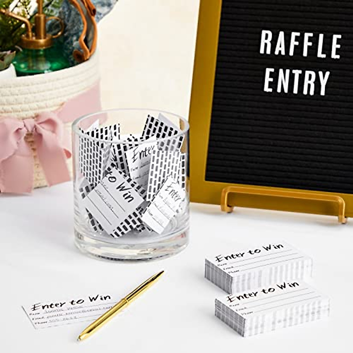 200-Pack Enter to Win Cards, 3.5x2 White Entry Form Raffle Tickets Slips for Fairs, Contests, Ballots, Carnivals, Drawings, Auction Events, Prize Games, Fundraisers