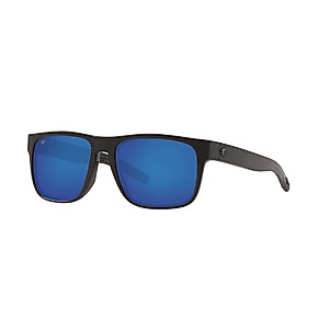 Costa Del Mar Mens Spearo Square Sunglasses, Blackout/Blue Mirrored Polarized-580P, 56 mm