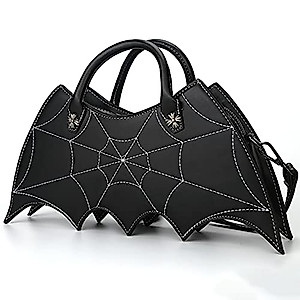 Ondeam Bat wing Shoulder bag,PU Spider Web Crossbody Handbag for Women(Black)
