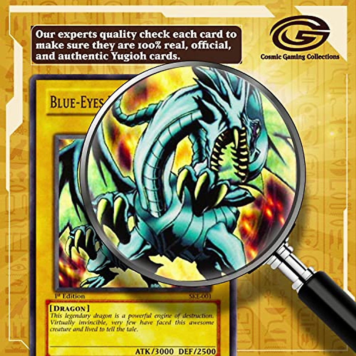 Yugioh Holo Foil Rares Collection | 30x Holographic Foil Rares + 70 Additional Cards| 100x Total Cards | Guaranteed Authentic | Includes Cosmic Gaming Collections Deck Storage Box