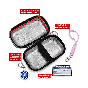 CASEMATIX Pink Compact Insulated Asthma Inhaler Travel Bag Case Compatible with Chamber Inhaler Spacer, Masks and More - Does Not Fit Spacers Longer Than 6.25 inches, Includes CASE ONLY