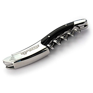 Laguiole En Aubrac Sommelier Waiter's Corkscrew, Buffalo Horn Handle, Wine Opener With Foil Cutter & Bottle Opener, Stainless Steel Shiny Bolsters