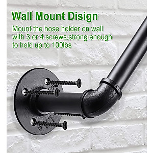 Wrought Iron Heavy-Duty Water Pipe Rack Wall-Mounted Cable Organizer Storage Shed Hose Reel Rack Easy to Use Easy to Install Hose Bracket