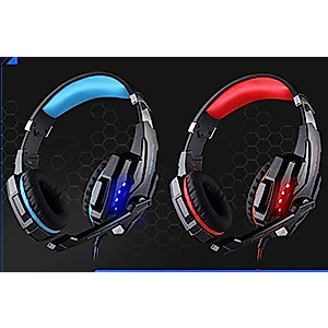 REDFIRE Stereo Gaming Headset for PS4, PC, Xbox One Controller, Noise Cancelling Over Ear Headphones Mic, LED Light, Bass Surround, Soft Memory Earmuffs for Laptop Mac Nintendo Switch Games -Red