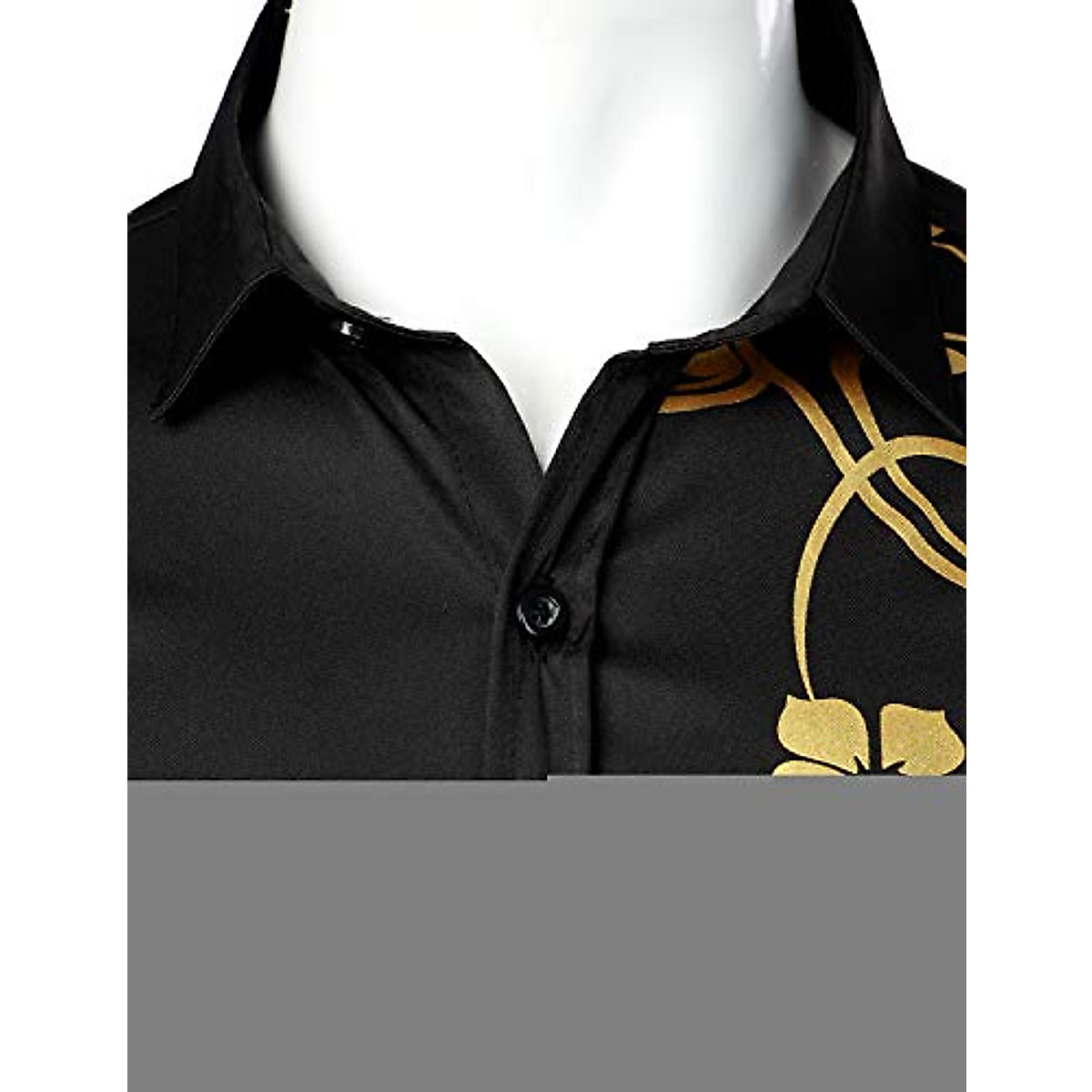 ZEROYAA Men's Hipster Shiny Design Slim Fit Long Sleeve Button Up Party Dress Shirts ZZCL62 Black Medium