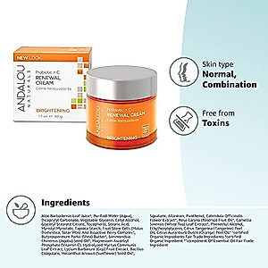 Andalou Naturals Probiotic + C Renewal Cream, Ivory, Probiotic Plus C, 1.7 Oz