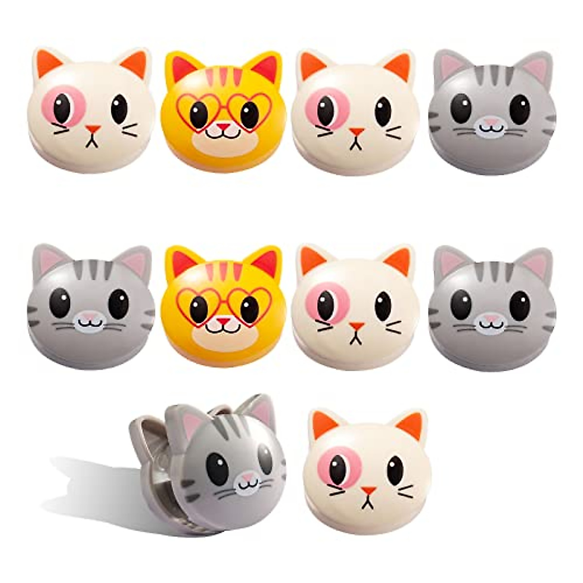 COOK WITH COLOR Cute Bag Clips - 10 Pc. Set of Funny Chip Clips and Snack Clips - Kitchen and Food Bag Clips for Airtight Seal for Food Storage (Cat)