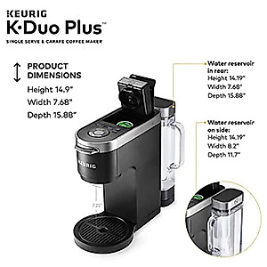 Keurig K-Duo Plus Coffee Maker, with Single Serve K-Cup Pod and 12 Cup Carafe Brewer, Black (12-Cup Thermal Carafe and 15 K-Cup Pods included)