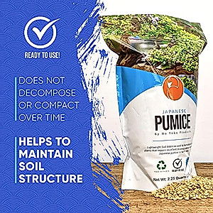 Ho Yoku Pumice for Plants, 2.25 Quarts Japanese Pumice Rock, Tan in Color Soil Additive for Succulents, Cacti, Bonsai, Horticultural Bonsai Pumice Stone