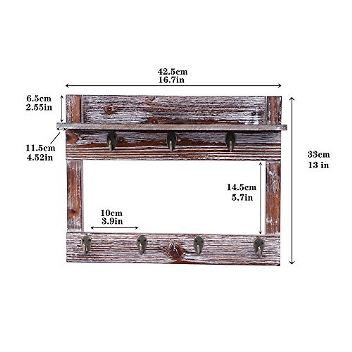 Encozy Wall Mounted Cup Rack with Shelf,Coffee Mug Holder Wood Cup Organizer with 7 Hooks (Wood)