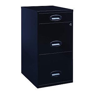 Office Dimensions 18" Deep 3 Drawer Metal Organizer File Cabinet with Oval Handles, Black