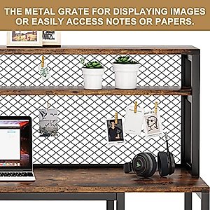 Tribesigns 67" Reversible Large Computer Desk with Hutch, Office Desk Study Table Writing Desk Workstation with 5 Storage Shelves 2 Tier Bookshelf for Home Office (Rustic Brown)