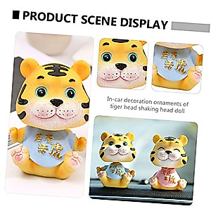 Abaodam 1pc Tiger Bobble Head Doll Miniature Toys Stocking Stuffer Gifts Miniature Gifts Zodiac Statue Tiger Ornament Statue Ornament New Year Gift Tiger Shaking Head Toy Desk Decor Resin