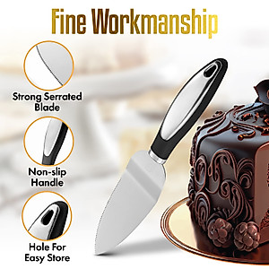 Wedding Cake Knife and Server Set, Cake Cutter And Server Spatula Set for Cakes Non Slip Rubber Handle, Serrated Stainless Steel Blade Cake Cutting Set for Weddings, Anniversaries, Birthday Parties