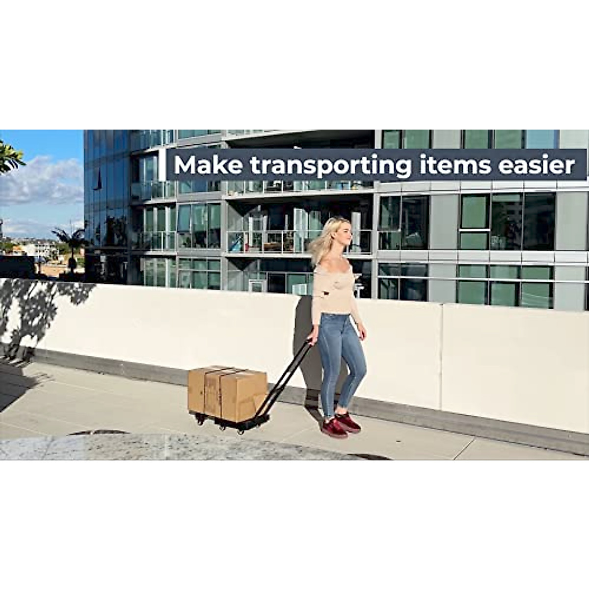 Mount Plus A3 Folding Hand Truck, 6 Wheels Fold Up Hand Cart with 2 Elastic Ropes, Portable 500lbs Capacity Heavy Duty Luggage Cart, Utility Dolly Platform Cart for Car, House and Office