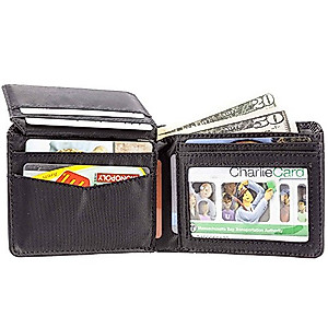 Big Skinny Men's L-Fold Passcase Leather Slim Wallet, Holds Up to 30 Cards, Black