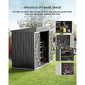 Bealife 6' x 4' Outdoor Storage Shed Clearance with Floor Base, Metal Outdoor Storage Cabinet with Double Lockable Doors, Waterproof Tool Shed, Backyard Shed for Garden, Patio, Lawn, in 2boxes(Grey)
