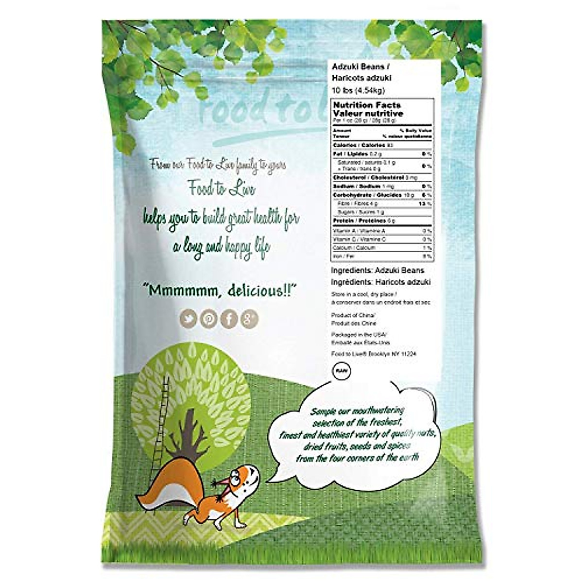 Food to Live - Adzuki Beans, 10 Pounds Whole Dried Azuki Beans (Red Mung Beans), Raw, Vegan, Kosher, Sproutable, Bulk. Perfect for Red Bean Paste, and Asian Dishes.