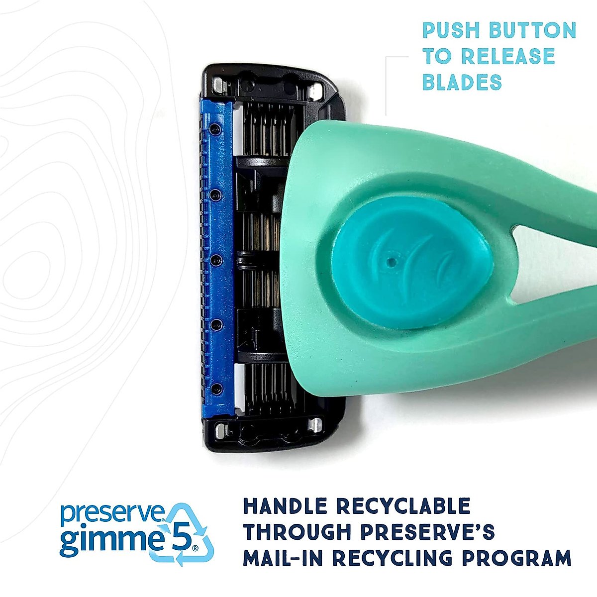 Preserve POPi Shave 5 Razor System Made with recycled Ocean Plastic, Neptune Green and Preserve POPi Shave 5 Replacement Cartridges for Preserve POPi Shave 5 Razor (4 Count) Bundle