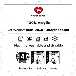 Red Heart Super Saver Jumbo Deep Teal Ombre Yarn - 2 Pack of 283g/10oz - Acrylic - 4 Medium (Worsted) - 482 Yards - Knitting/Crochet