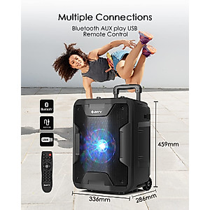 Karaoke Machine for Adults, Wireless Portable PA System Bluetooth Karaoke Speaker with 8" Subwoofer, 2 Wireless Microphones, Disco Ball Light for Christmas Singing Party Home Karaoke Outdoor