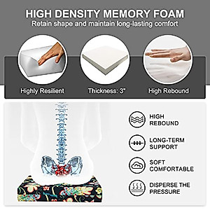 Wellsin Outdoor Chair Cushions for Patio Furniture - Patio Chair Cushions Set of 4 - Waterproof Square Corner Outdoor Seat Cushions 18.5"X16"X3", Flower Black