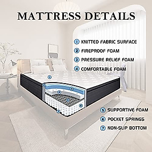Ladinimo King Mattress, Medium Firm Hybrid Mattress Motion Isolation with Individually Wrapped Pocket Coils Mattresses,King Size Mattresses 80 * 76 * 12 inches