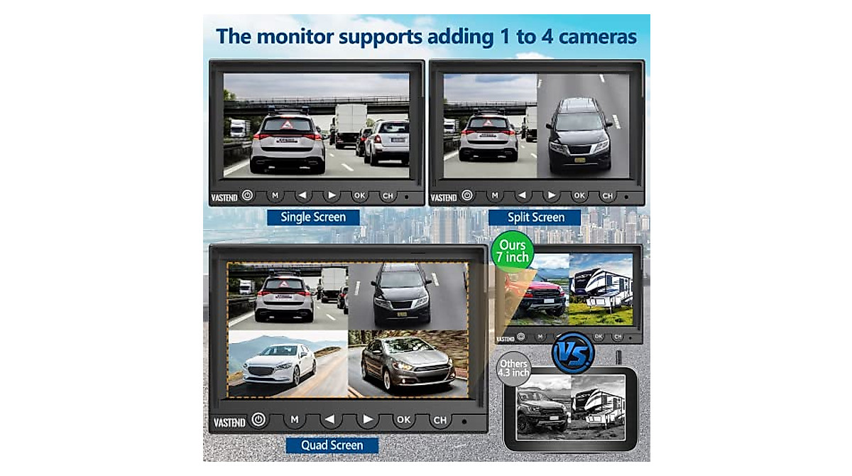 VASTEND 7" Wireless RV Backup Camera HD 1080P Stable Signal