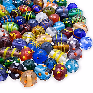 Fun-Weevz Assorted Glass Beads for Jewelry Making Adults, Bulk Glass Beads for Crafts, Lampwork Murano Bead Mix for Bracelets and Necklaces,Crafting Beads Supplies Kit, Large & Small Beads