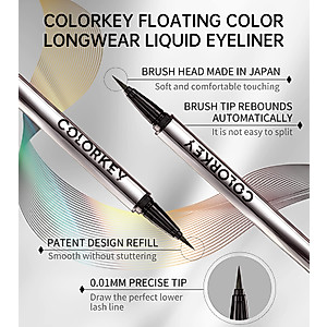 COLORKEY Floating Color 24 Hours Longwear Waterproof Liquid Eyeliner, Sweat Resistant, Waterproof and Smudgeproof Eye Liners Eyeliner Pencil (N01 Black)