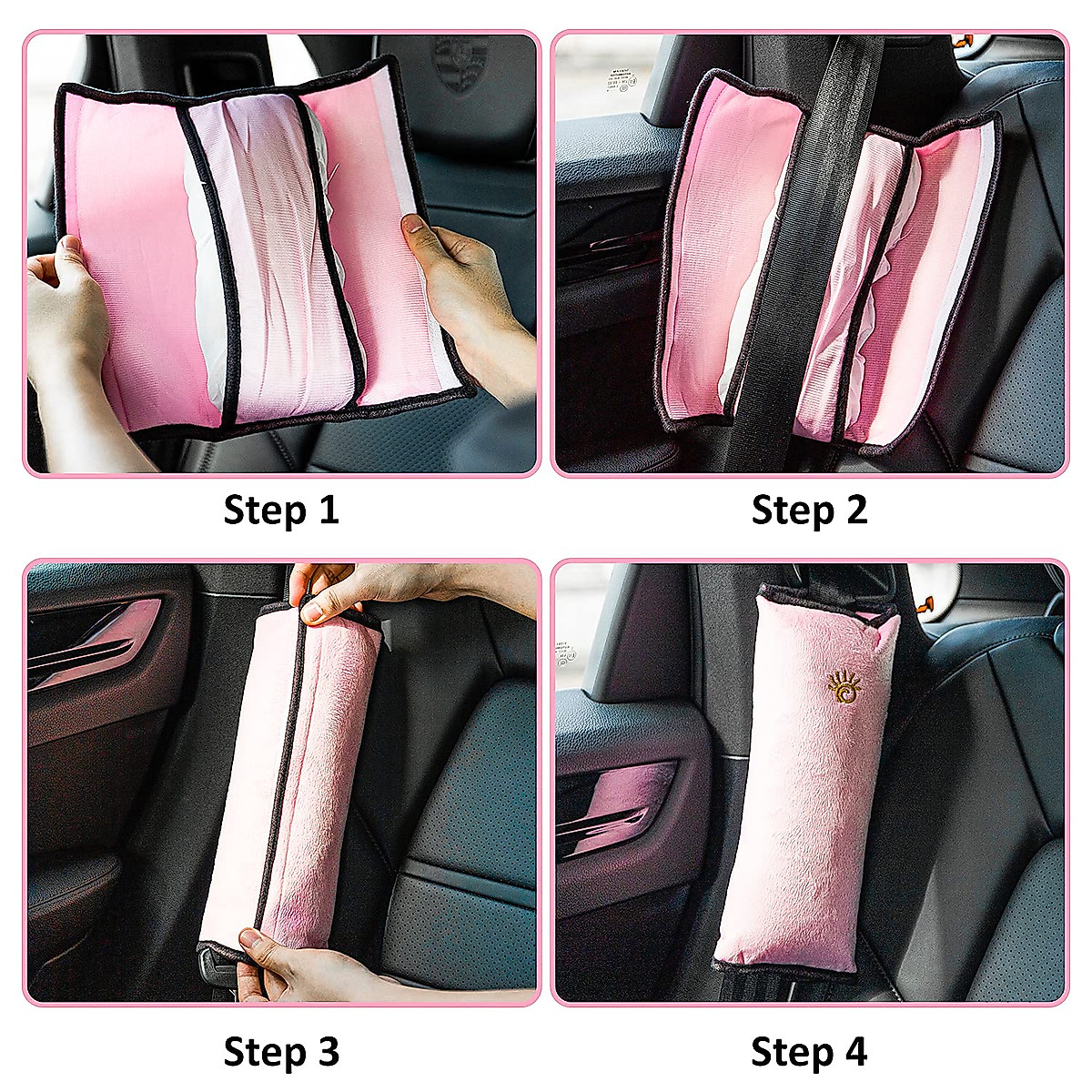 R HORSE 4Pack Seatbelt Pillow Seat Belt Covers for Kids, Adjust Shoulder Pads Cushion Plush Soft Seat Belt Strap Cover Headrest for Children Baby